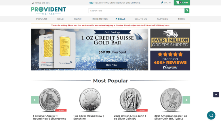Provident Metals Review: Products, Fees and Security